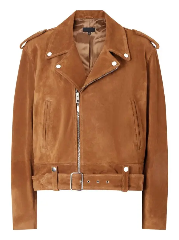 NILI LOTAN Suede Motorcycle Jacket - Tan