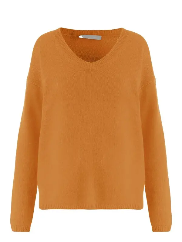ALLUDE Cashmere V-neck Sweater - Orange