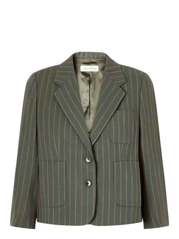 Dries Van Noten Striped Wool-blend Twill Blazer - Black