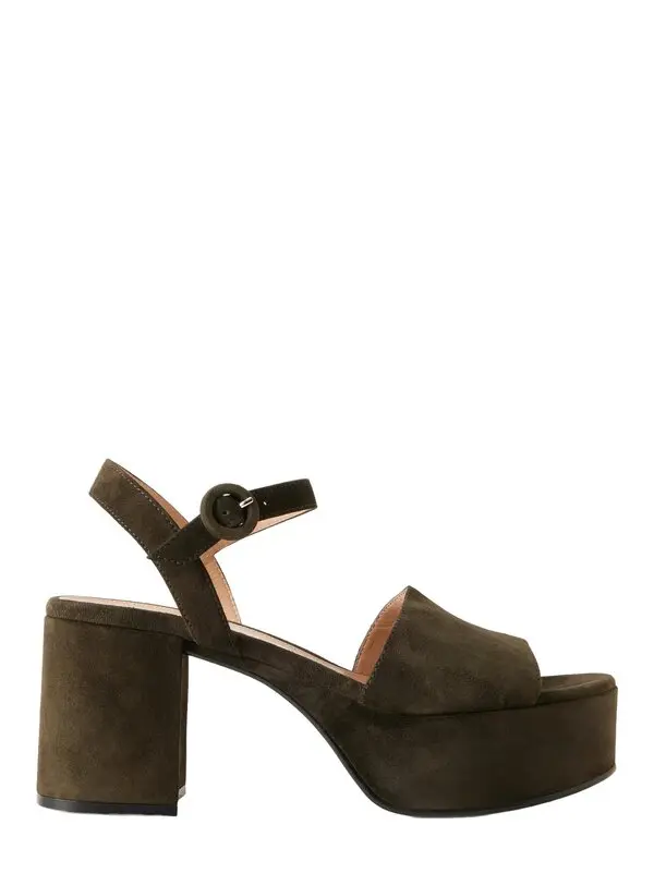 GIANVITO ROSSI Suede Platform Sandals - Black