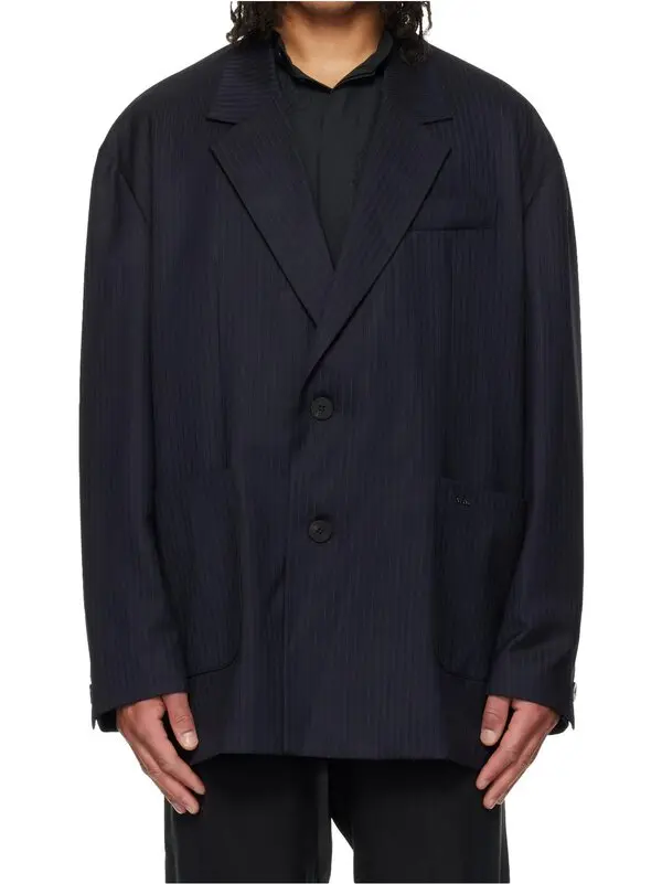 WOOYOUNGMI Striped Single-breasted Suit Jacket - Black