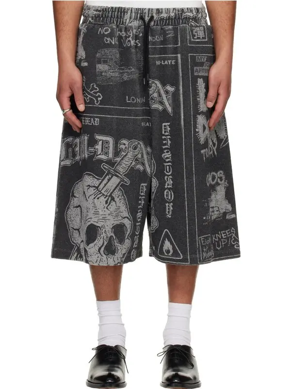 LU'U DAN Bball Printed Shorts - Black