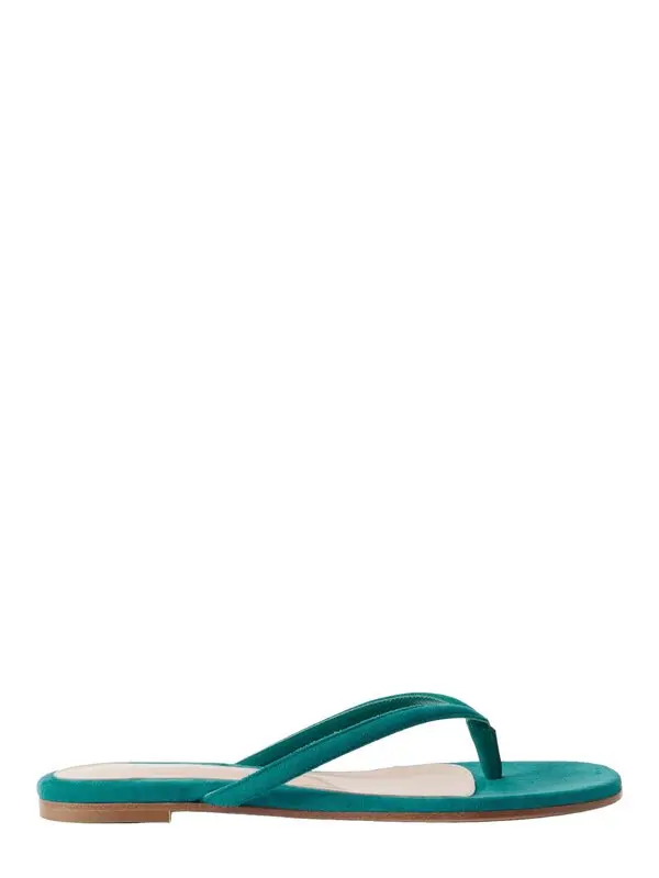 GIANVITO ROSSI Calypso Suede Thong Sandals - Green
