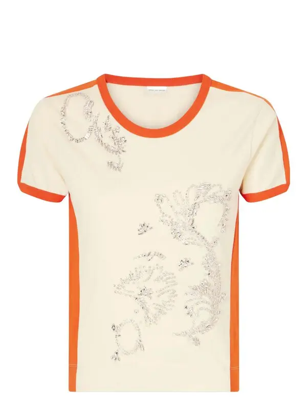 Dries Van Noten Crystal Embellished Cotton-jersey T-shirt - White