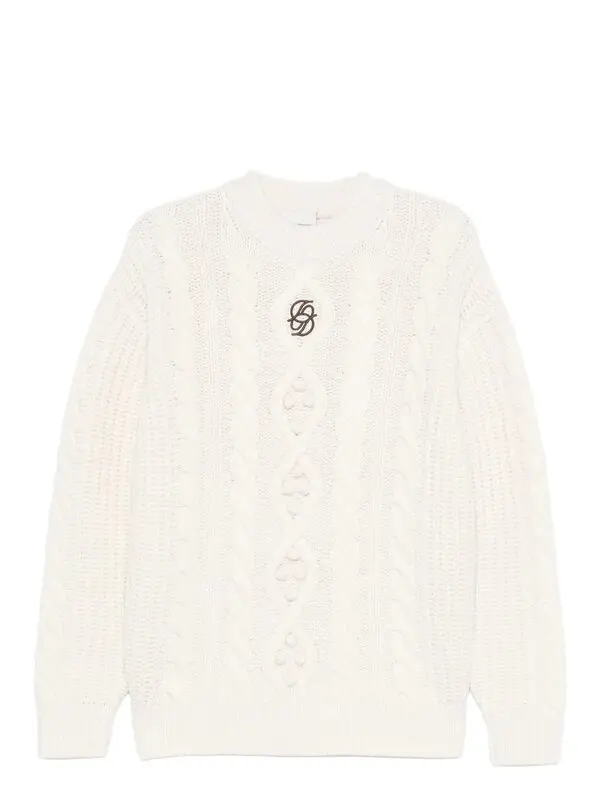 Drole De Monsieur Cable-knit Jumper With Emblem - Off White