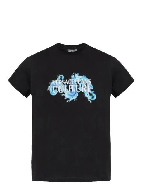 Versace Logo Printed Crewneck T-shirt - Black