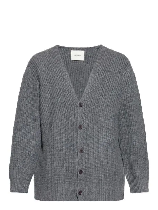 LISA YANG Leander Ribbed Button Cardigan - Graphite