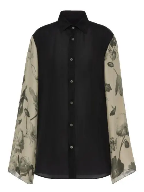 MAISON MARGIELA Silk Floral Shirt - Black