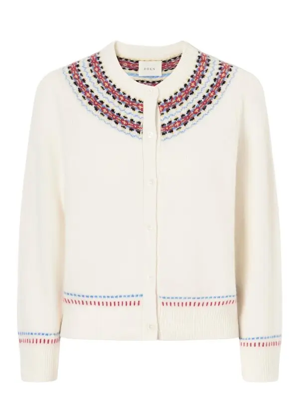 DÔEN Fair Isle Wool And Cashmere-blend Cardigan - White