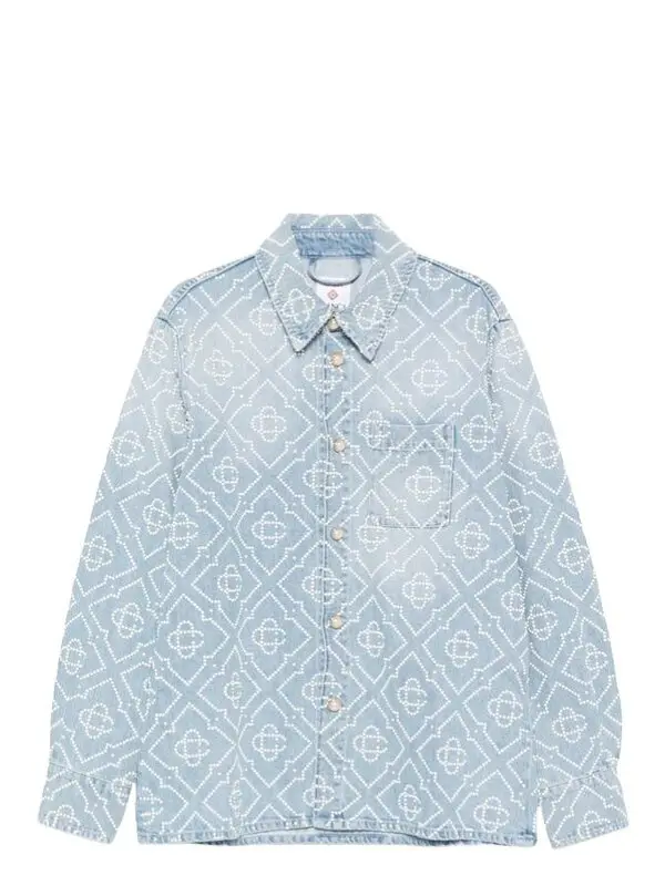 Casablanca Pearl-embellished Monogram Shirt - Blue