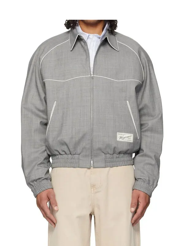 WOOYOUNGMI Wool Blend Twill Casual Jacket - Gray