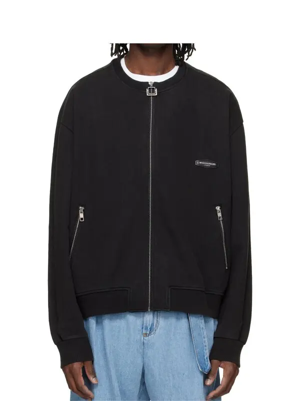 WOOYOUNGMI Zippered Long-sleeved Sweatshirt - Black