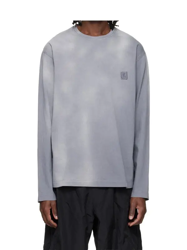 WOOYOUNGMI Long-sleeved Dyed Logo T-shirt - Gray