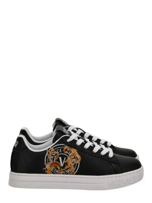 Versace Logo Print Low-top Sneakers - Black