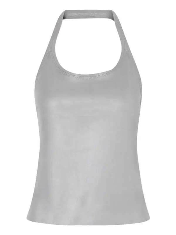 Stouls Leather Halter Neck Tank Top - Gray