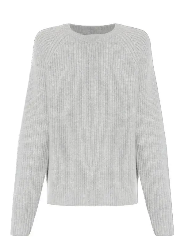 LISA YANG Raglan Sleeve Crew Neck Sweater - Dove Grey