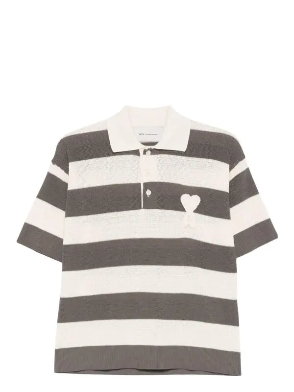 Ami De Coeur Striped Polo - White