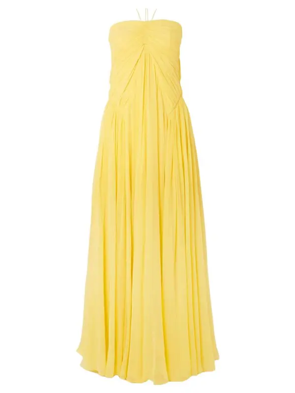 Cult Gaia Ritz Gathered Silk-chiffon Halterneck Maxi Dress - No