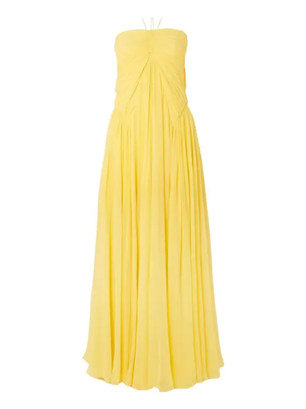Cult Gaia Ritz Gathered Silk-chiffon Halterneck Maxi Dress - Yellow