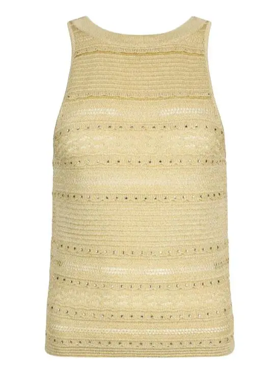 Liu Jo Openwork Knit Top With Lurex Inserts - Yellow