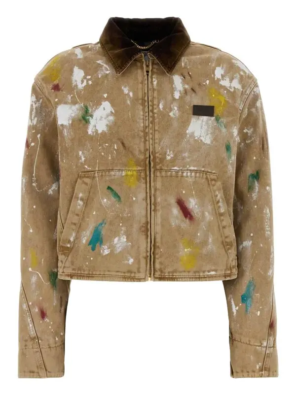 Moschino Paint Splatter Zip Jacket - Green