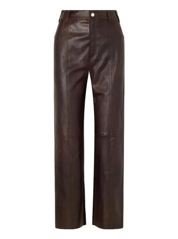 Stouls Straight-leg Cropped Leather Pants - Black