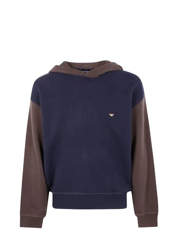 Emporio Armani Contrasting Panel Hoodie - Blue
