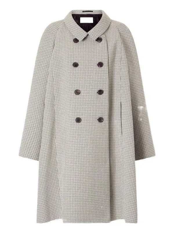 Dries Van Noten Double-breasted Checked Woven Coat - White