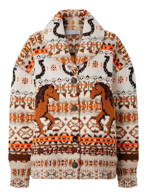 Stella McCartney Jacquard-knit Wool Cardigan With Shawl Collar - Multicolor