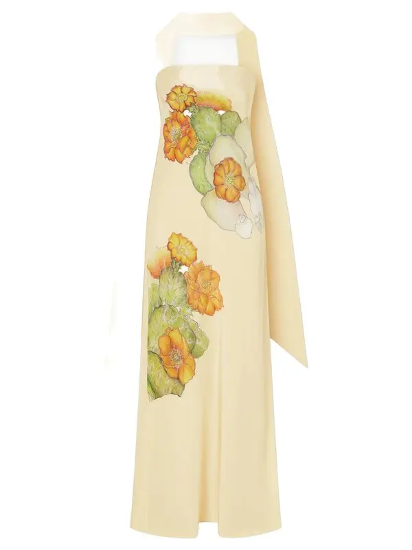 RODARTE Strapless Floral-print Silk Crepe Gown - Nude