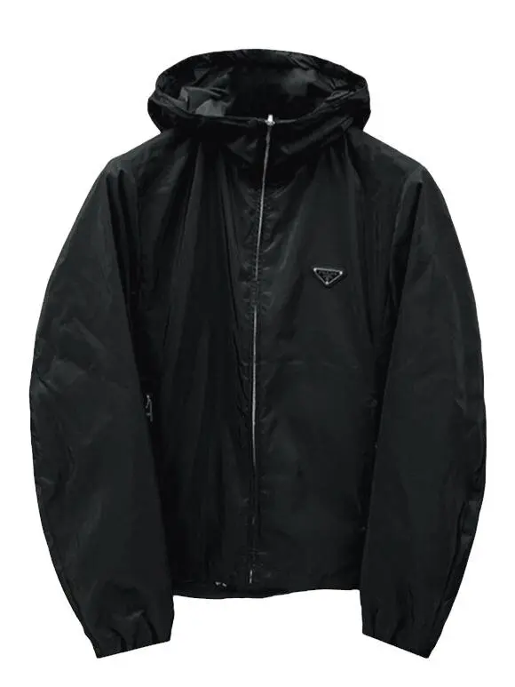 Prada Long Sleeve Zip-up Jacket With Logo Detail - Black