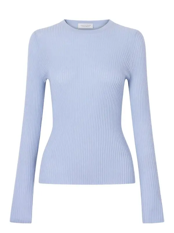 Gabriela Hearst Ribbed Cashmere And Silk-blend Sweater - Sky-blue
