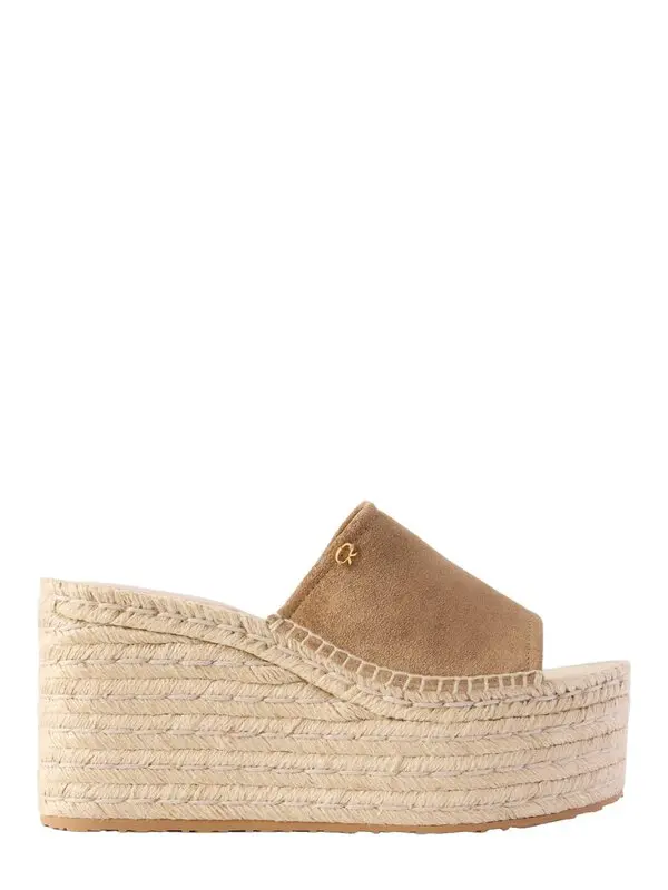 GIANVITO ROSSI Suede Platform Espadrille Sandals - Nude