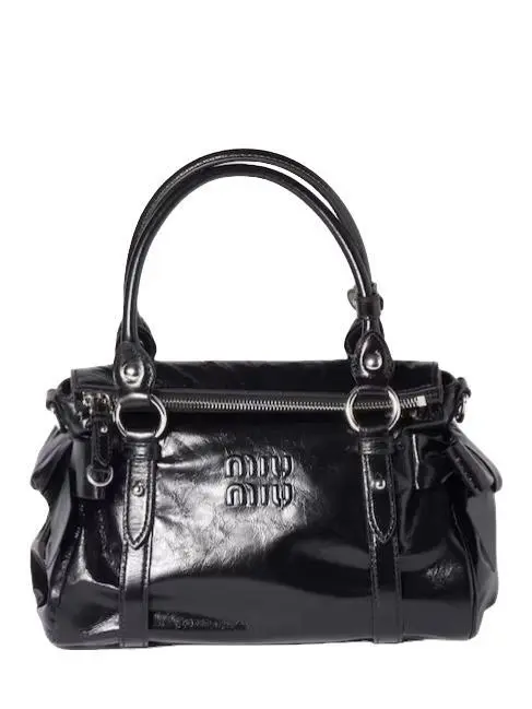 Miu Miu Shiny Leather Top-handle Bag - Black