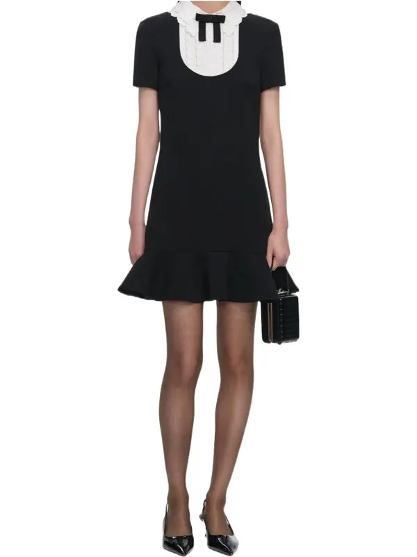 SELF-PORTRAIT Ruffled Bow Mini Dress - Black