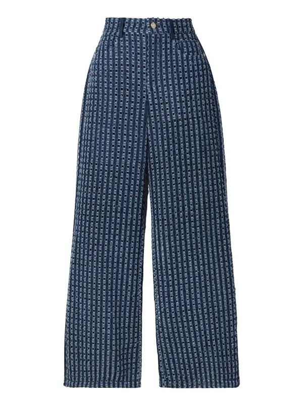 Cult Gaia Katya Cutout Plaid Straight-leg Jeans - Indigo