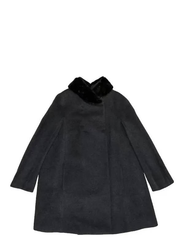 Max Mara Wool Coat With Fur Collar - Black