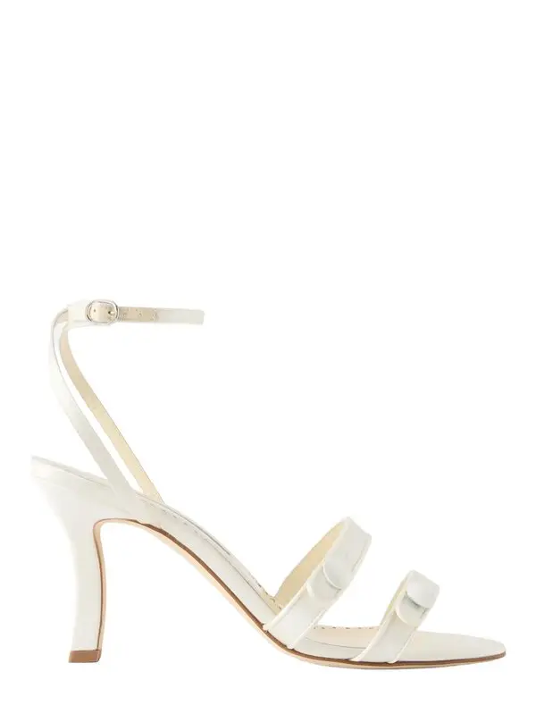 Manolo Blahnik Neusita 90 Satin Sandals - White