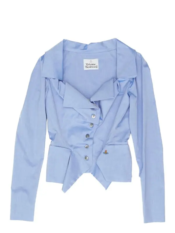 VIVIENNE WESTWOOD Long-sleeved Shirt With Ruffled Hem - Blue