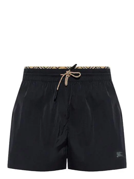 Burberry Check Trim Drawstring Shorts - Black