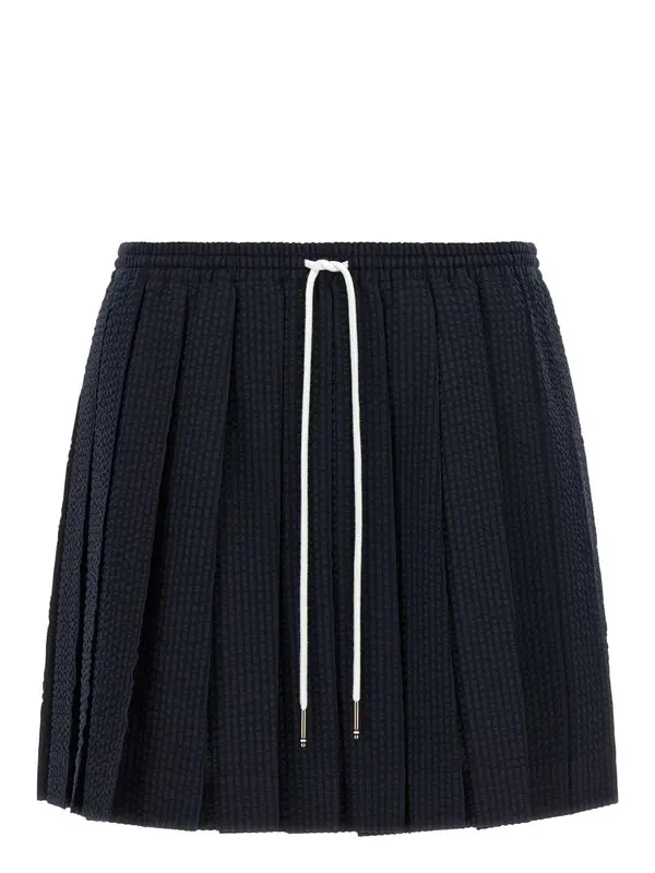 Thom Browne Pleated Mini Skirt With Drawstring - Navy Blue