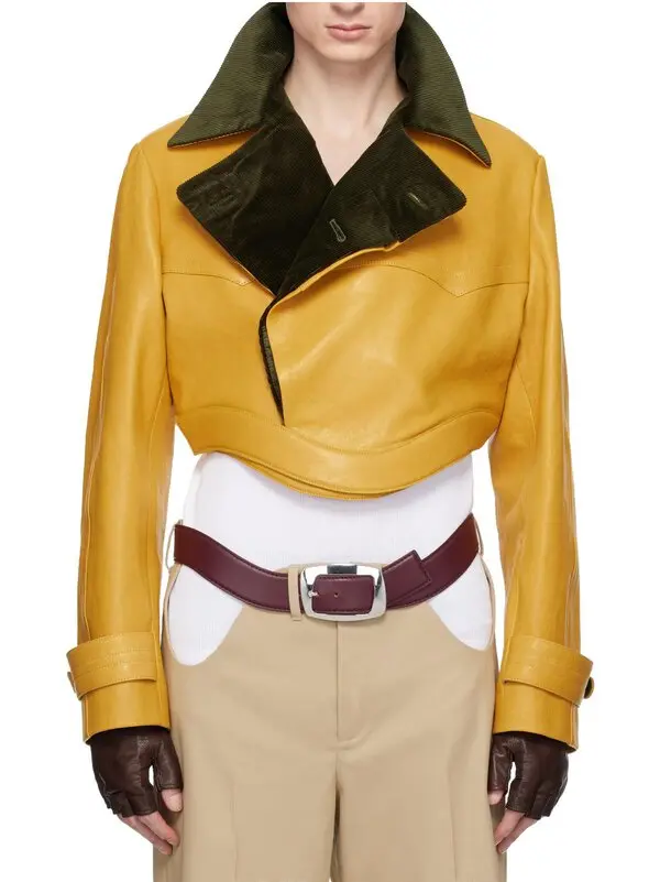 JEAN PAUL GAULTIER Grained Lambskin Cropped Jacket - Multicolor