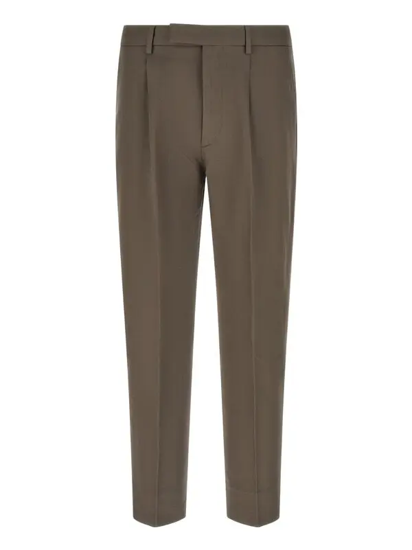 Zegna Pleated Slim Fit Trousers - Brown