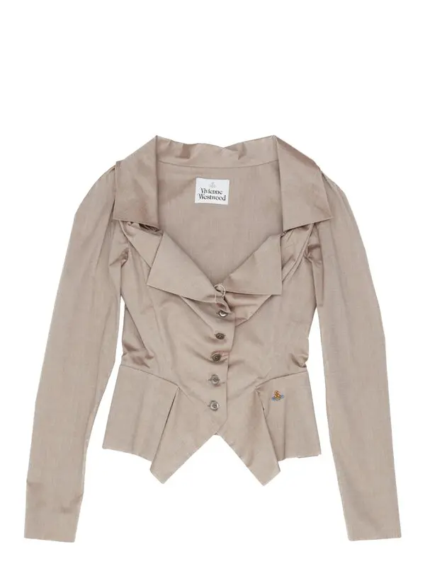 VIVIENNE WESTWOOD Long-sleeved Shirt With Ruffled Hem - Brown