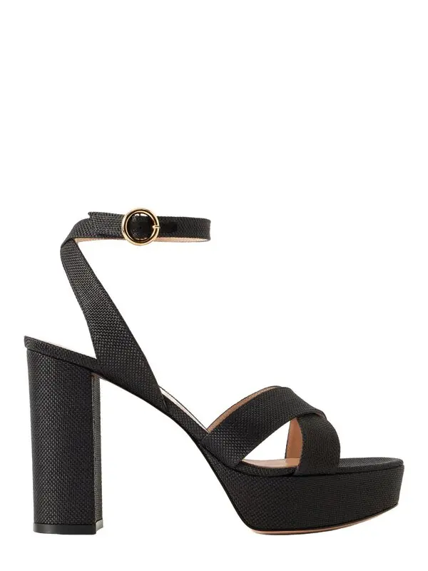 GIANVITO ROSSI Sabrina Haiti 70 Raffia Platform Sandals - Black