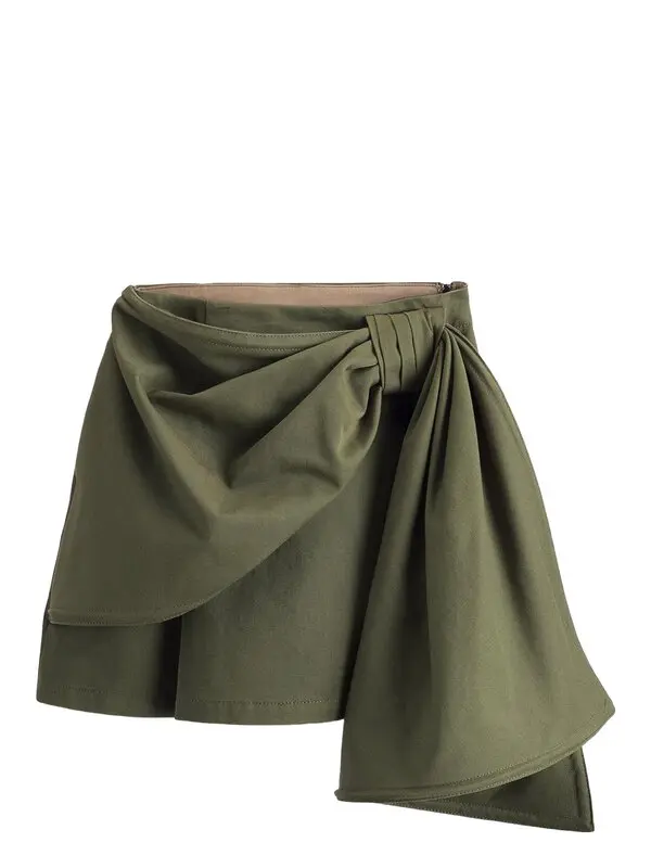 Dior Draped Miniskirt With Bow Detail - Khaki