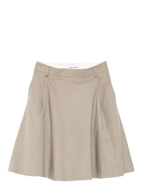 LOW CLASSIC Pleated A-line Midi Skirt - Nude
