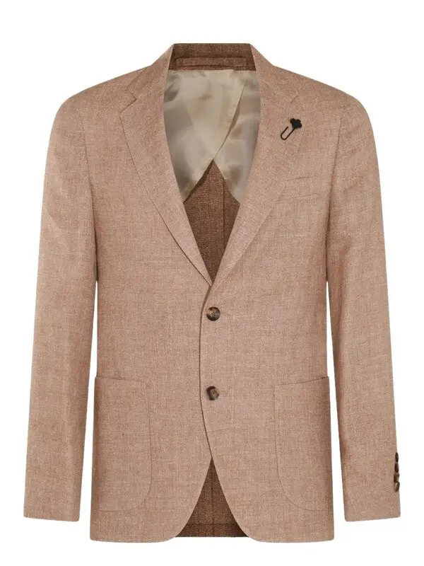 LARDINI Special Single-breasted Tailored Blazer - Nude