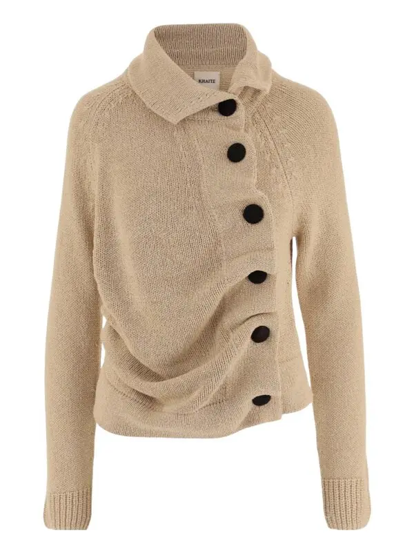 Khaite Lorrai Asymmetrical Draped Cardigan - Beige