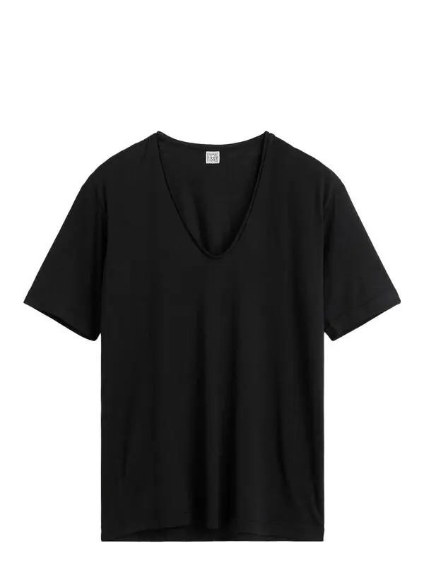 TOTEME Short Sleeve Scoop Neck T-shirt - Black